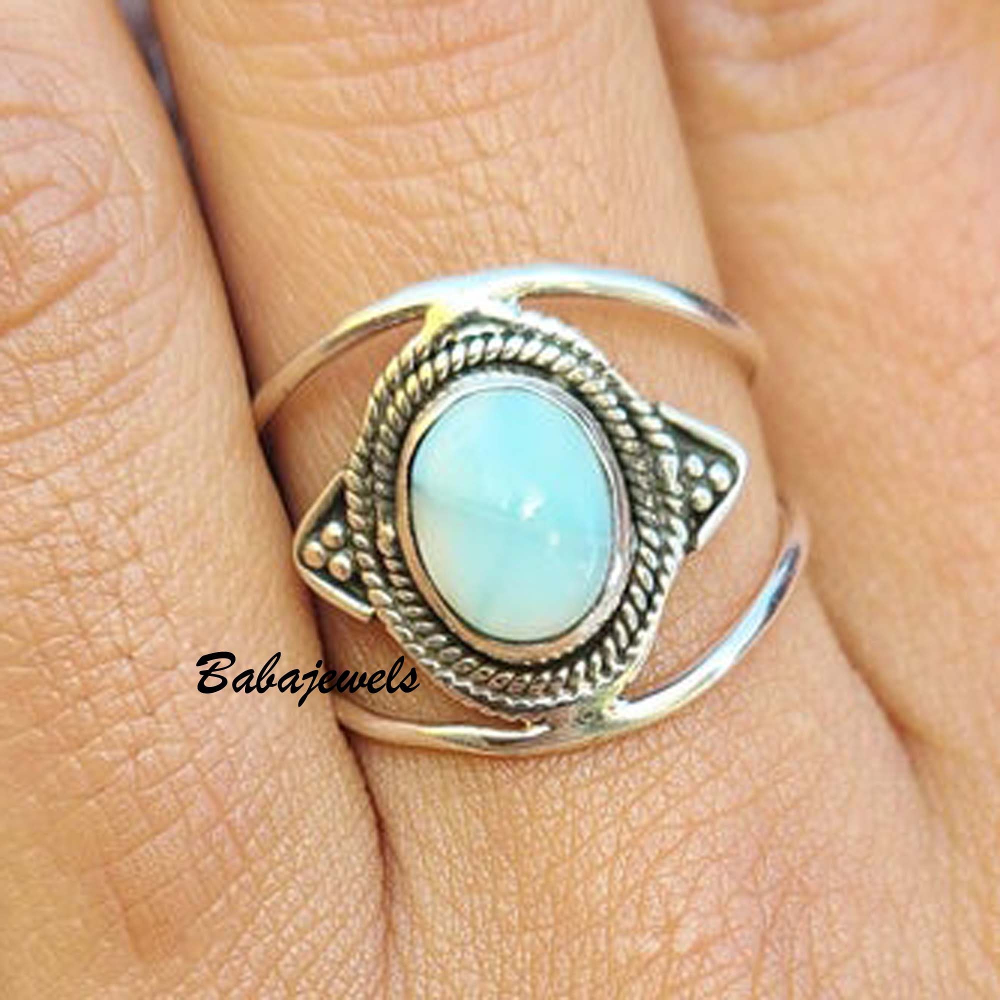 Larimar Ring 925 Sterling Silver Ring Band Ring Larimar | Etsy