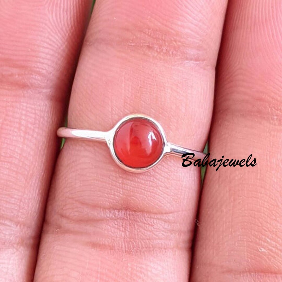Karneol Ring, 925 Sterling Silber Ring, Bandring, Karneol Stein Ring ...