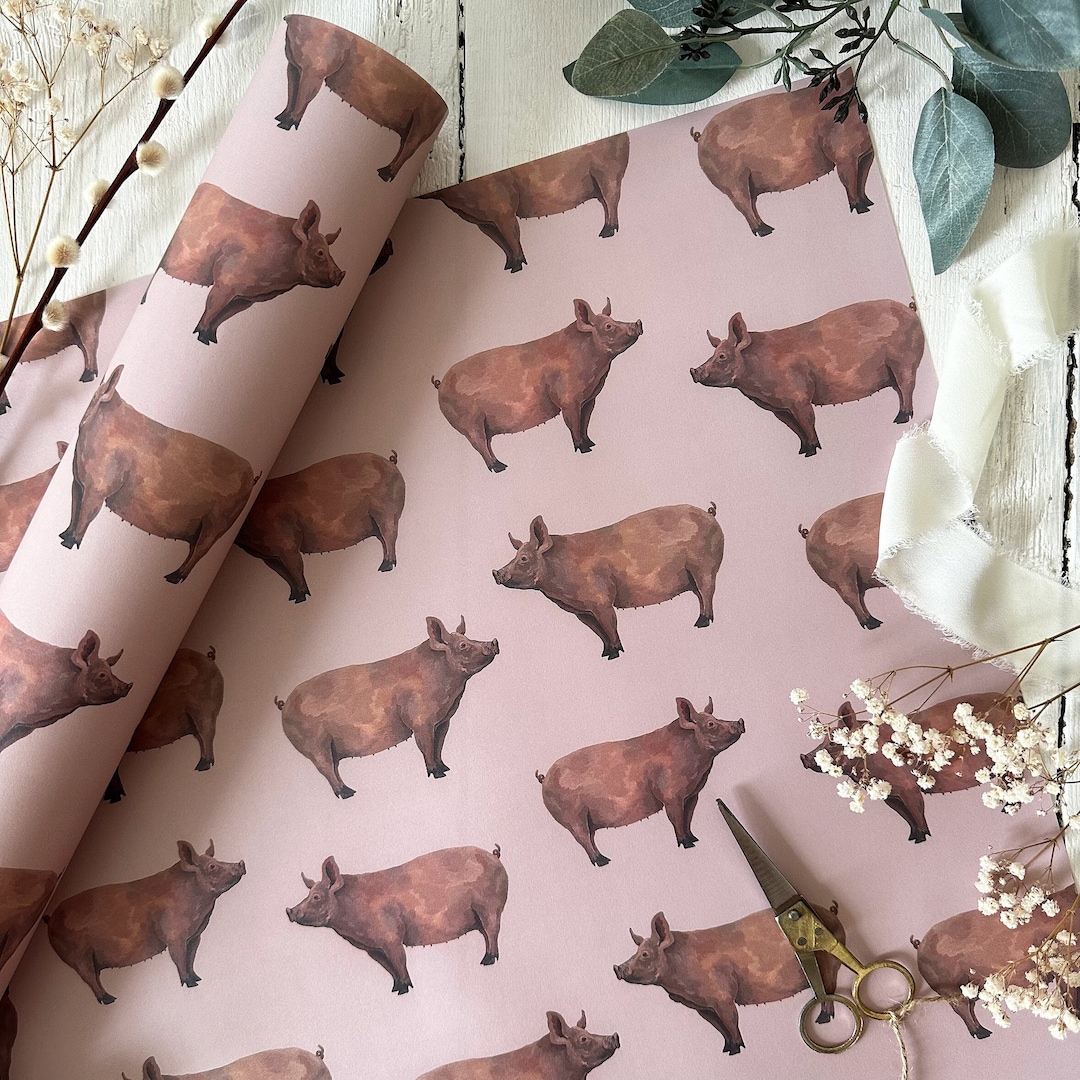 Pink Pig Wrapping Paper - Etsy