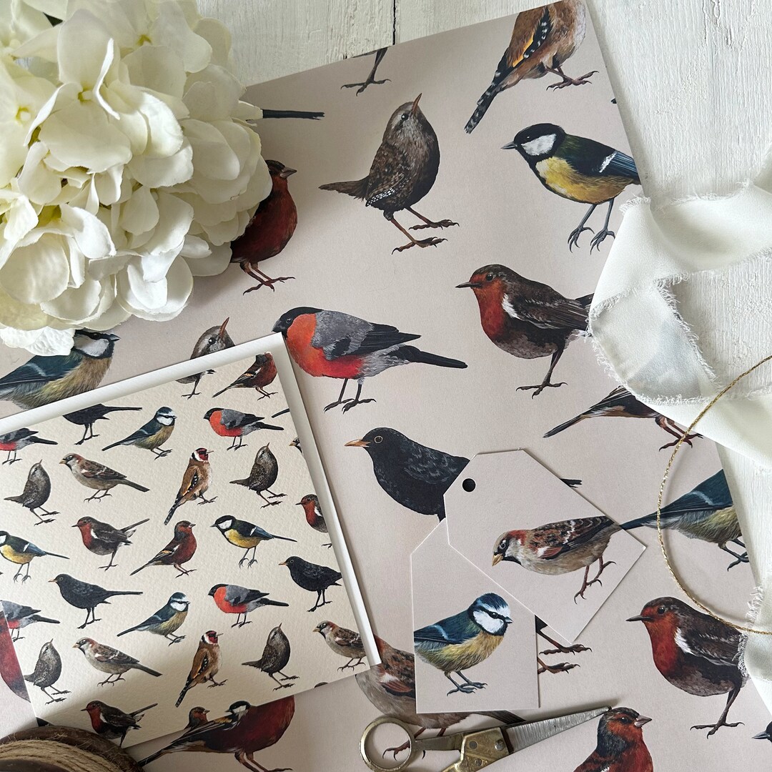 Garden Birds Gift Wrap & Card Bundle - Etsy