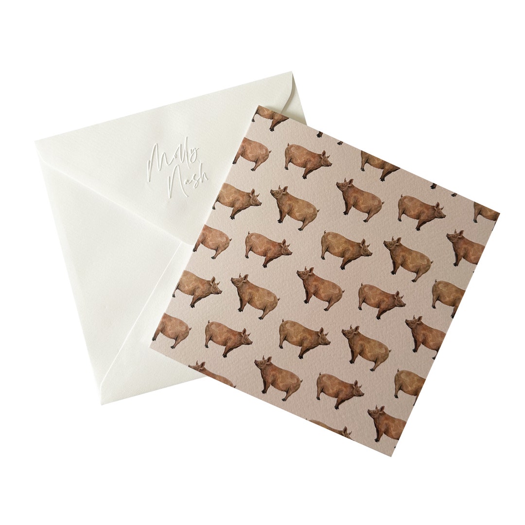 Pink Pigs Greeting Card - Etsy