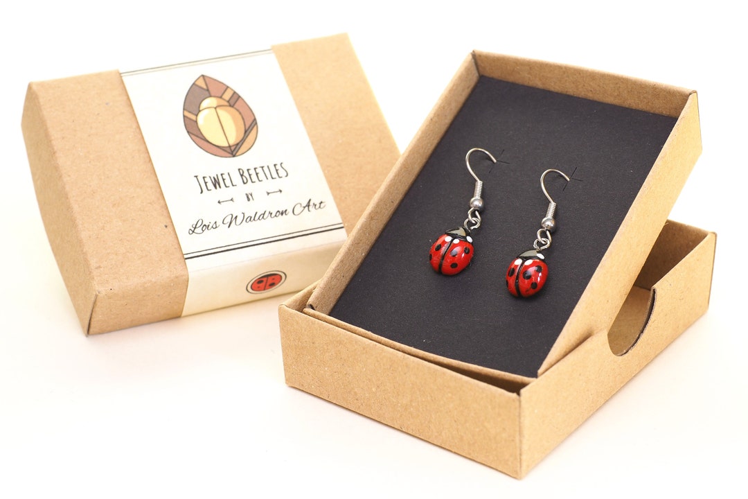 Ladybug Dangle Earrings, Ladybird Earrings, Insect Lovers, Insect ...