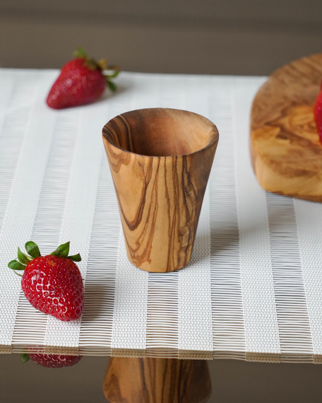 Personalized Flared Olive Wood Shot Glass, Handmade Wooden Taster Cup ...