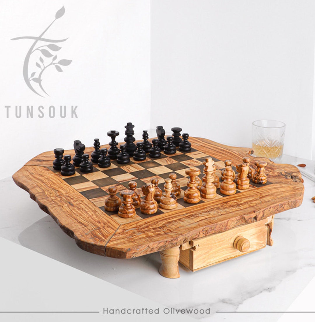Handcrafted Large Olivewood Chessboard With Exquisite Pieces Unique ...