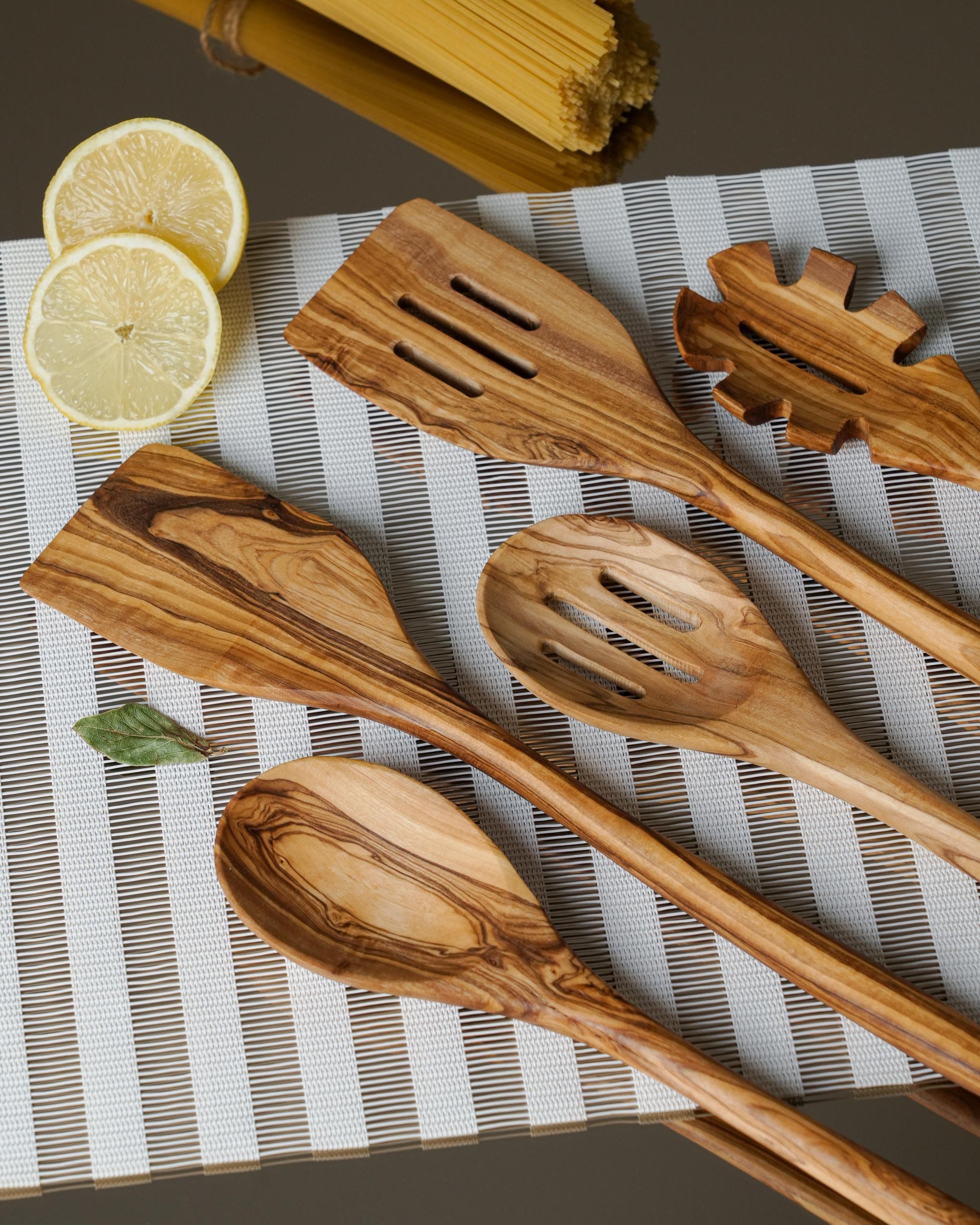 Handmade Olive Wood Kitchen Utensil Set – Personalized Chef Essentials ...
