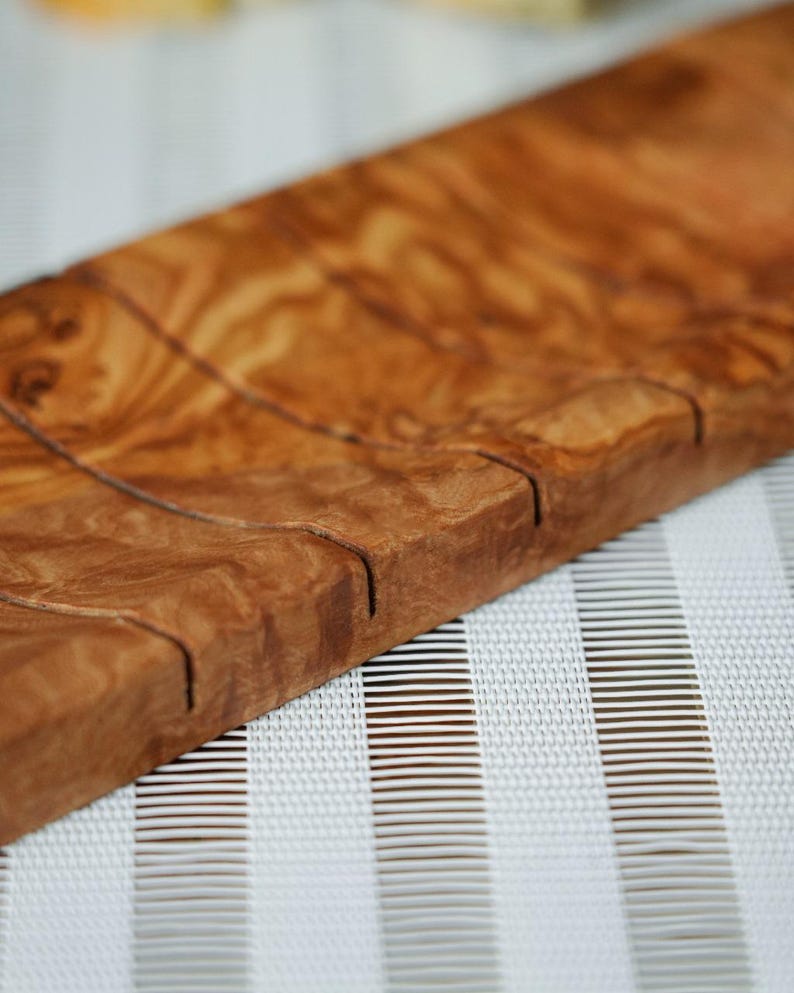 Handmade Olive Wood Bread Board – Slicing Grooves & Free ...