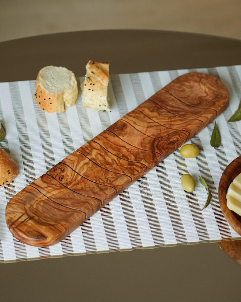 Handmade Olive Wood Bread Board – Slicing Grooves & Free ...