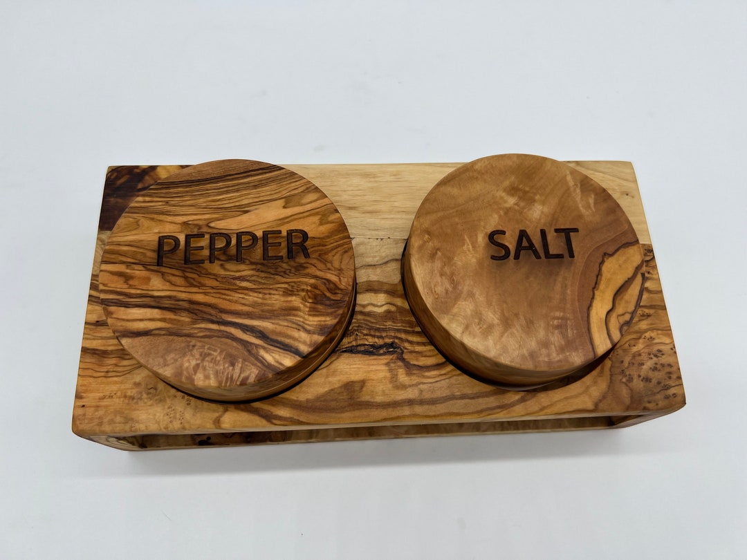 Mediterranean Olive Wood Salt an Pepper Jars Handmade - Etsy