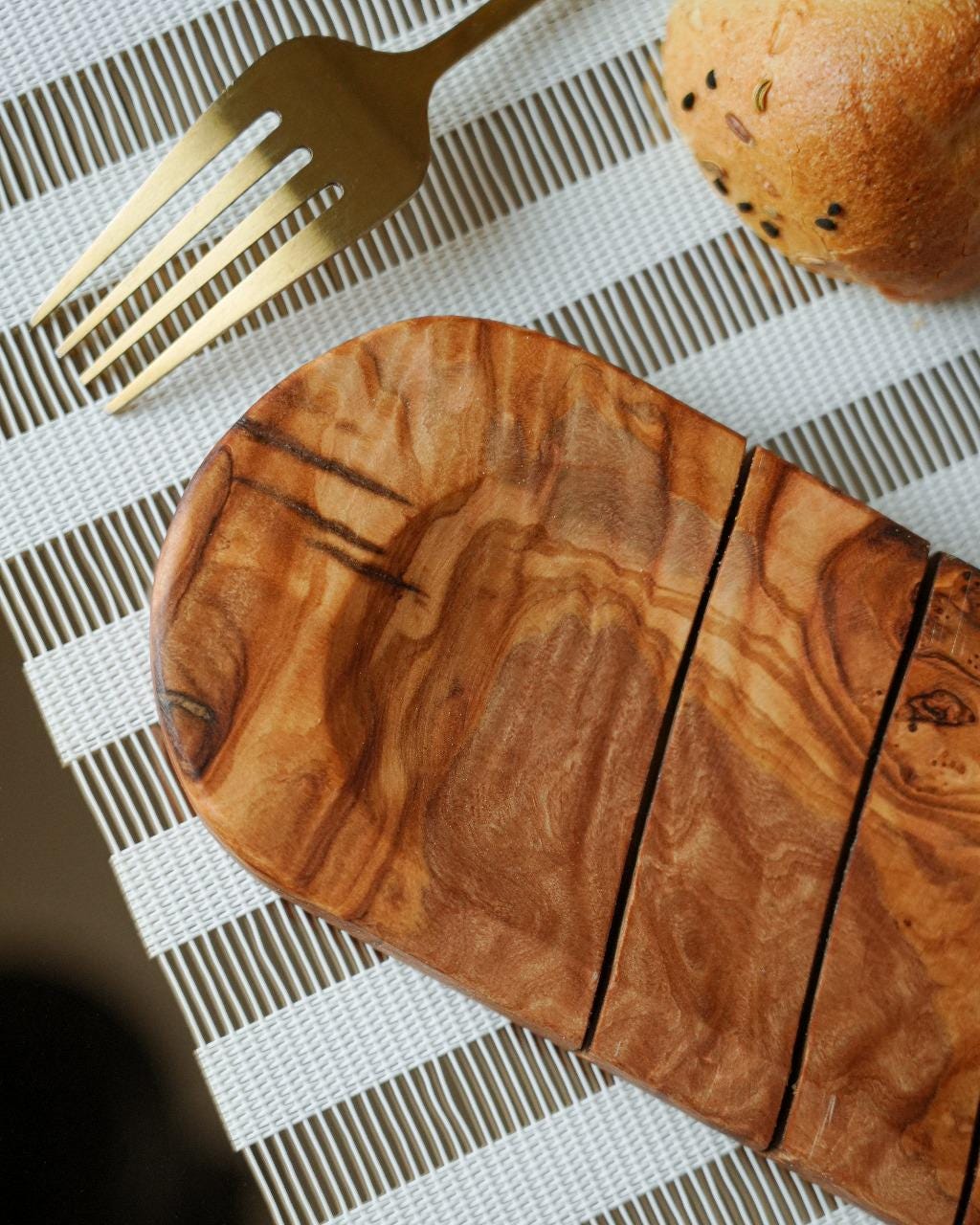 Handmade Olive Wood Bread Board – Slicing Grooves & Free ...