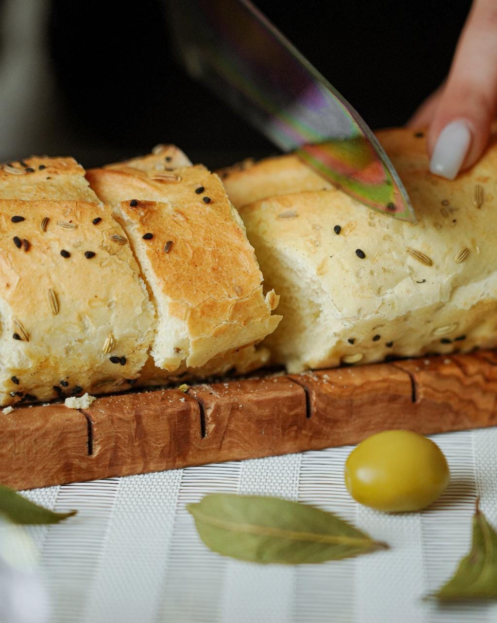 Handmade Olive Wood Bread Board – Slicing Grooves & Free ...