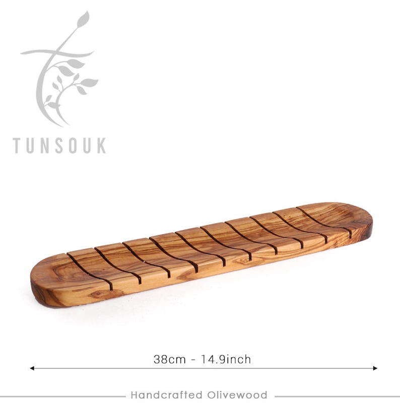 Handmade Olive Wood Bread Board – Slicing Grooves & Free ...