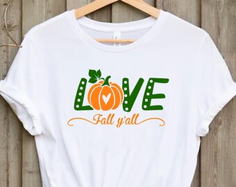 Love Fall Y'all Sweatshirt, Leopard Print Fall Shirt, Thanksgiving ...