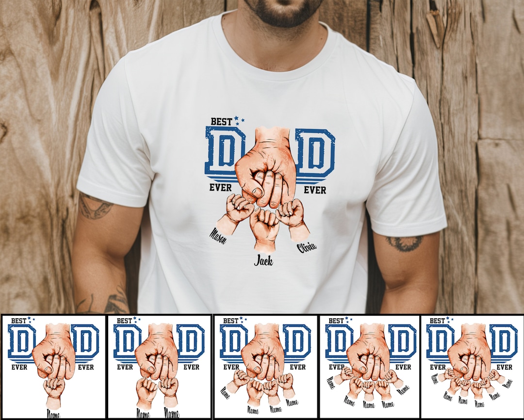 Personalized Dad Raised Fist Bump Shirt, Custom Dad Shirt With Kids ...
