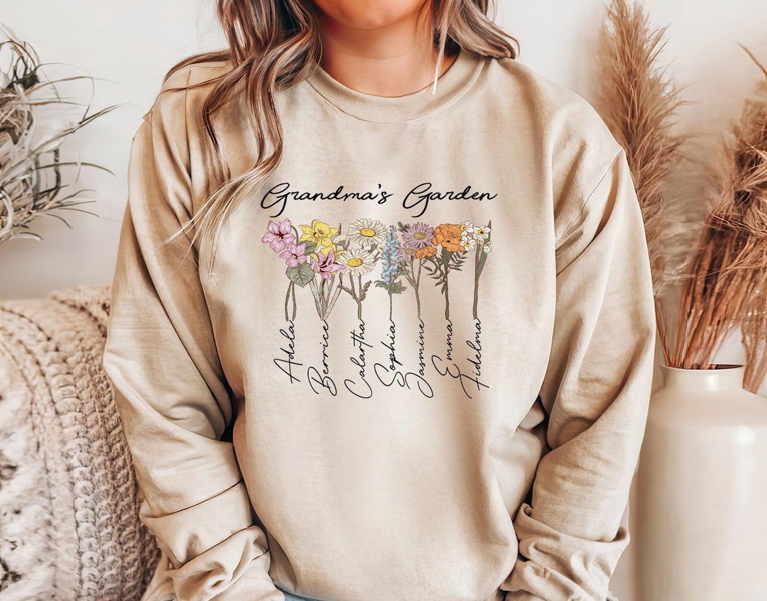 Grandma's Garden Sweatshirt, Custom Birthflower Sweatshirt, Gift for ...