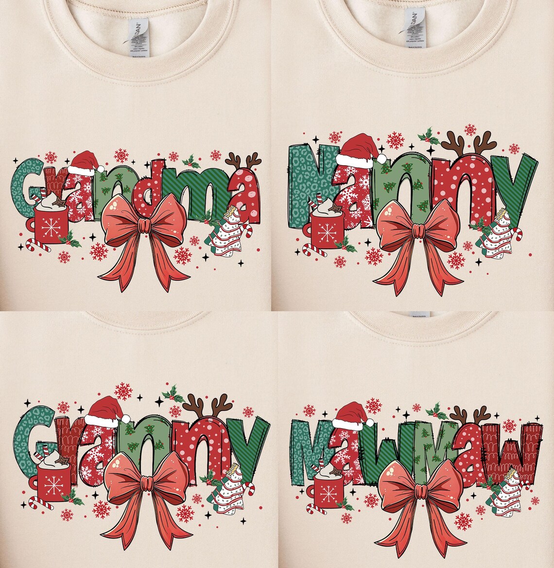 Custom Christmas Grandma Sweatshirt With Grandkids Name on Sleeve ...