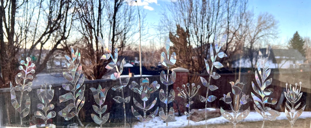 Flowers and Stems Window Cling Bling Holographic Rainbow Maker Sun ...