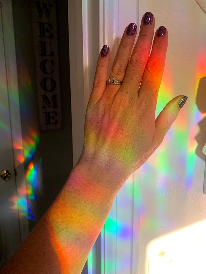 Sun Face With Lashes Window Cling Bling Holographic Rainbow | Etsy