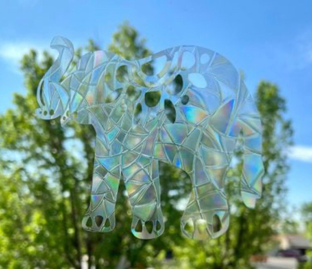 Elephant Window Cling Bling Holographic Rainbow Maker Sun Catcher Decal ...