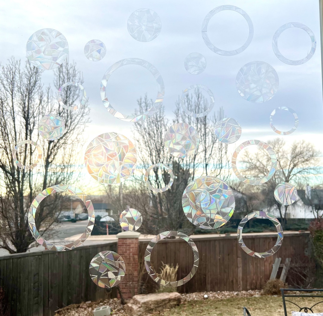 Circles and Rings Window Cling Bling Holographic Rainbow Maker Sun ...