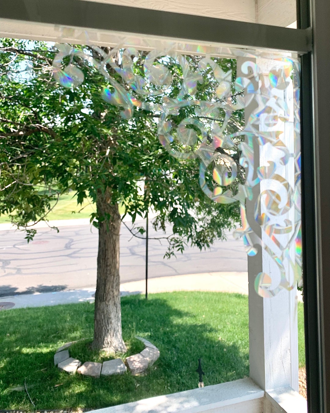 Ornamental Corner Window Cling Bling Sun Catcher Holographic Rainbow ...
