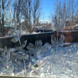 Flowers and Stems Window Cling Bling Holographic Rainbow Maker Sun ...