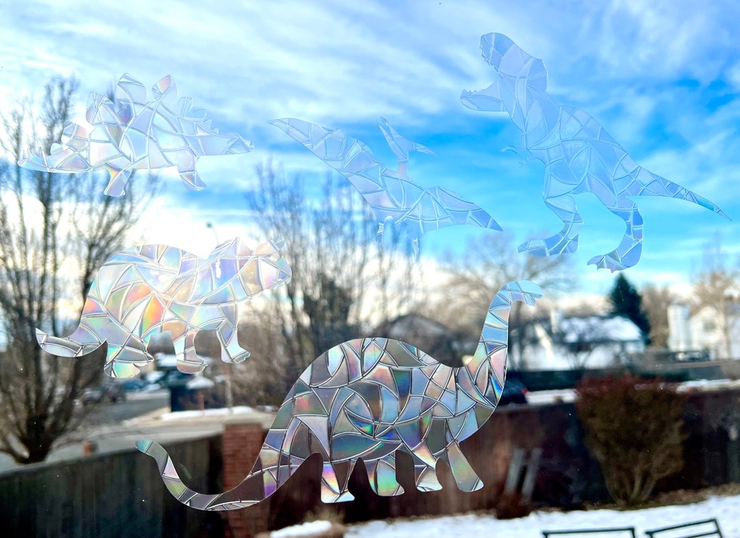 Dinosaur Window Cling Bling Holographic Rainbow Maker Sun Catcher Decal ...