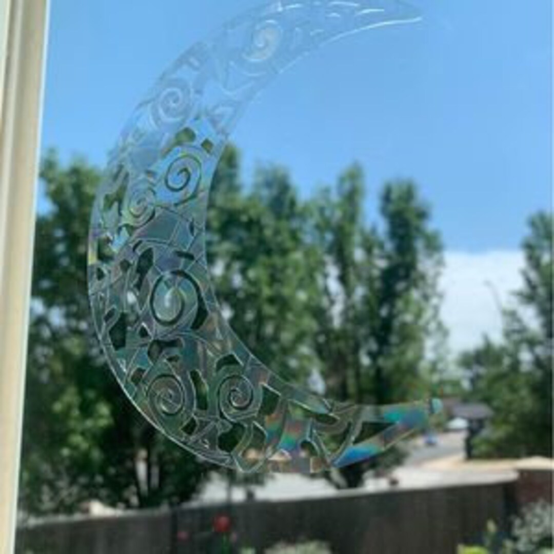 Boho Crescent Moon Swirly Stars Window Cling Bling Sun Catcher ...