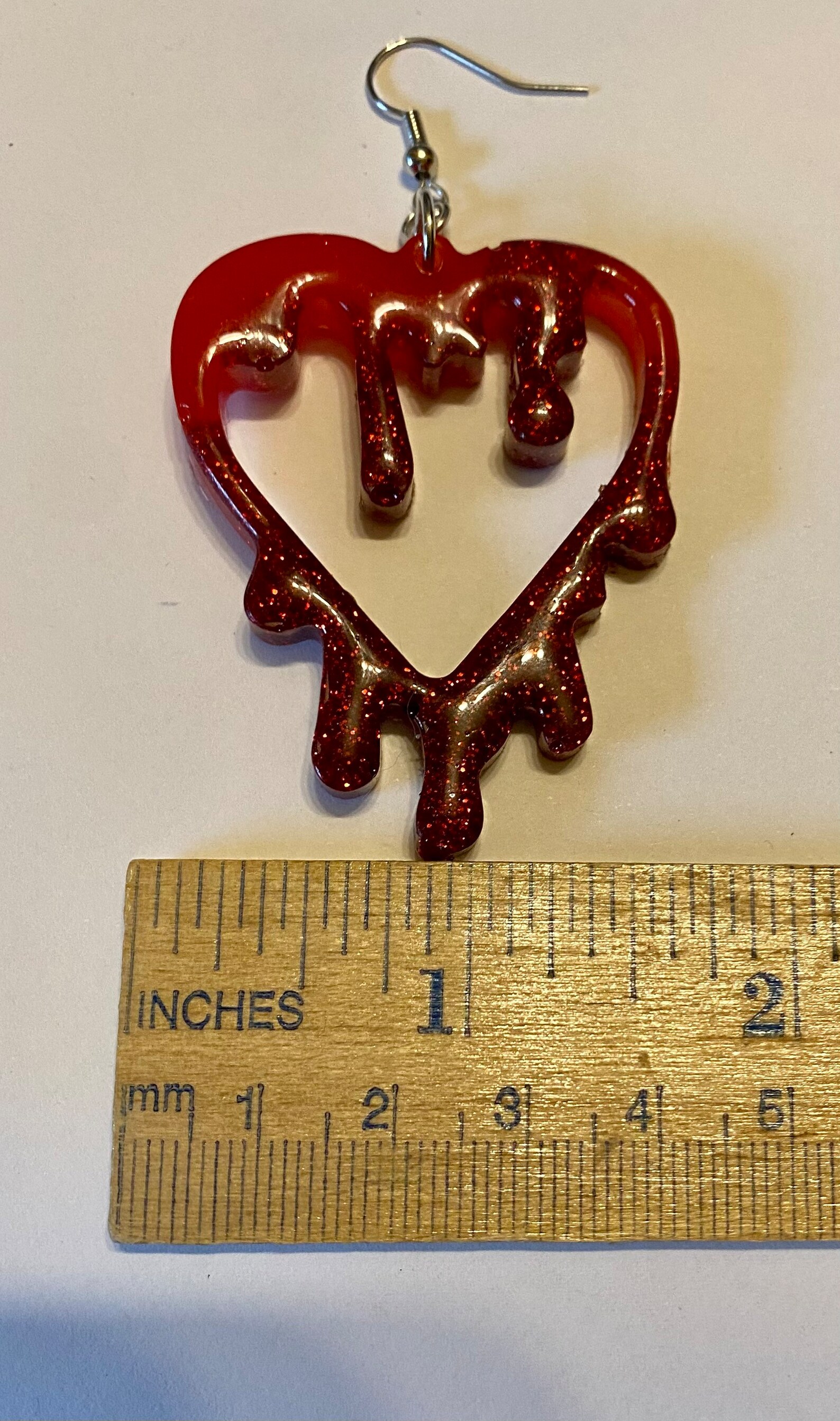 Glitter Drippy Heart Earrings, Handmade Drippy Heart Earrings, Heart ...