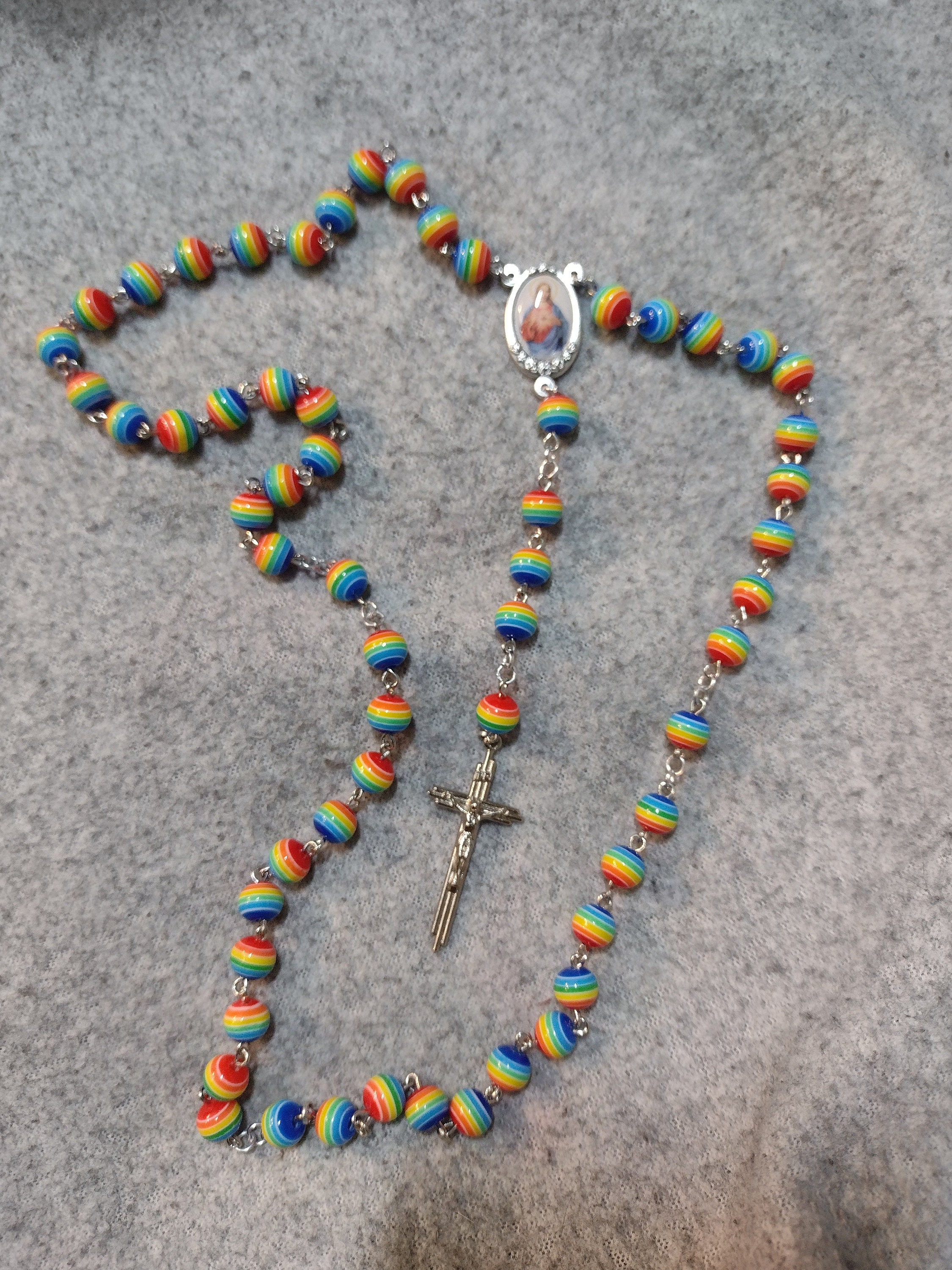 Rainbow Rosary With Italian Crucifix - Etsy