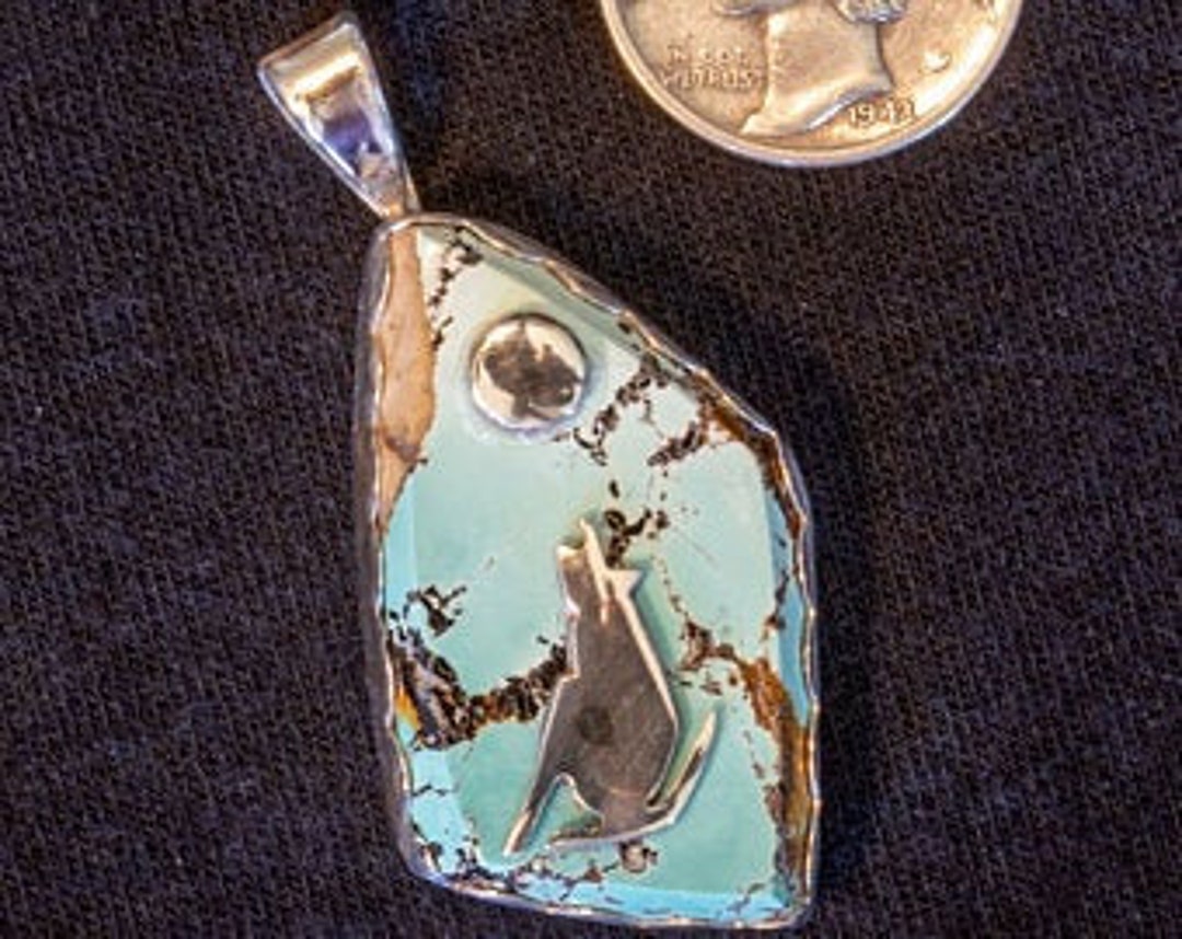 Silver Lobo Set in Turquoise . - Etsy