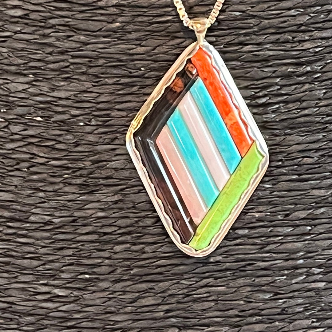 Mahogany Obsidian Patchwork Pendant - Etsy