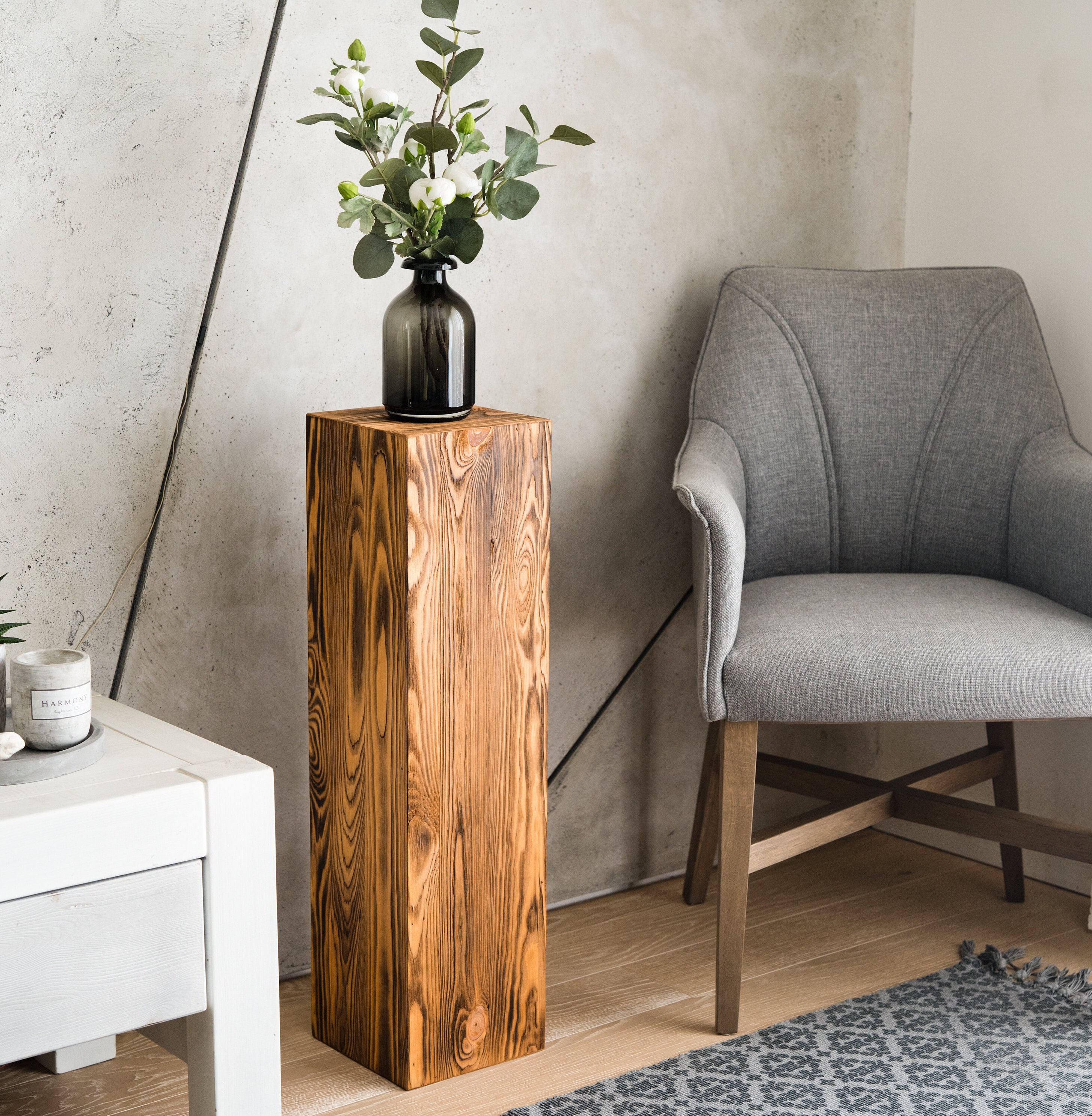 Wooden Display, Wooden Column, Wooden Stand Flower, Wooden Home Decor ...