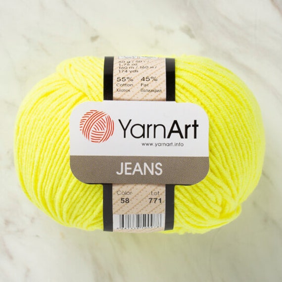 YARNART JEANS 58 Best Amigurumi Yarn Neon Yellow Yarn Sport | Etsy