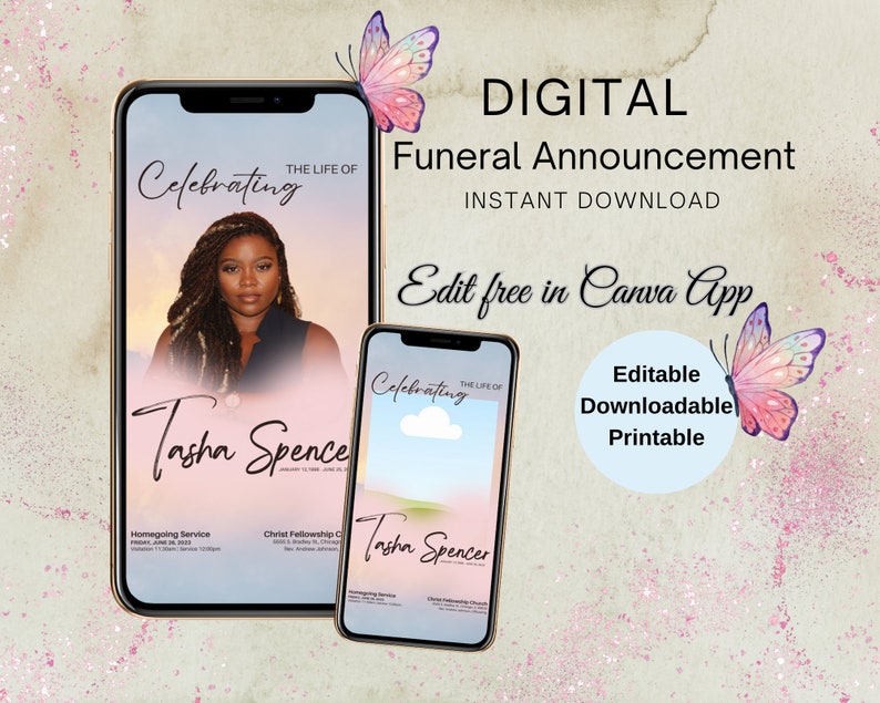 Funeral E-invite | Funeral Program | Celebration of Life | Memorial ...