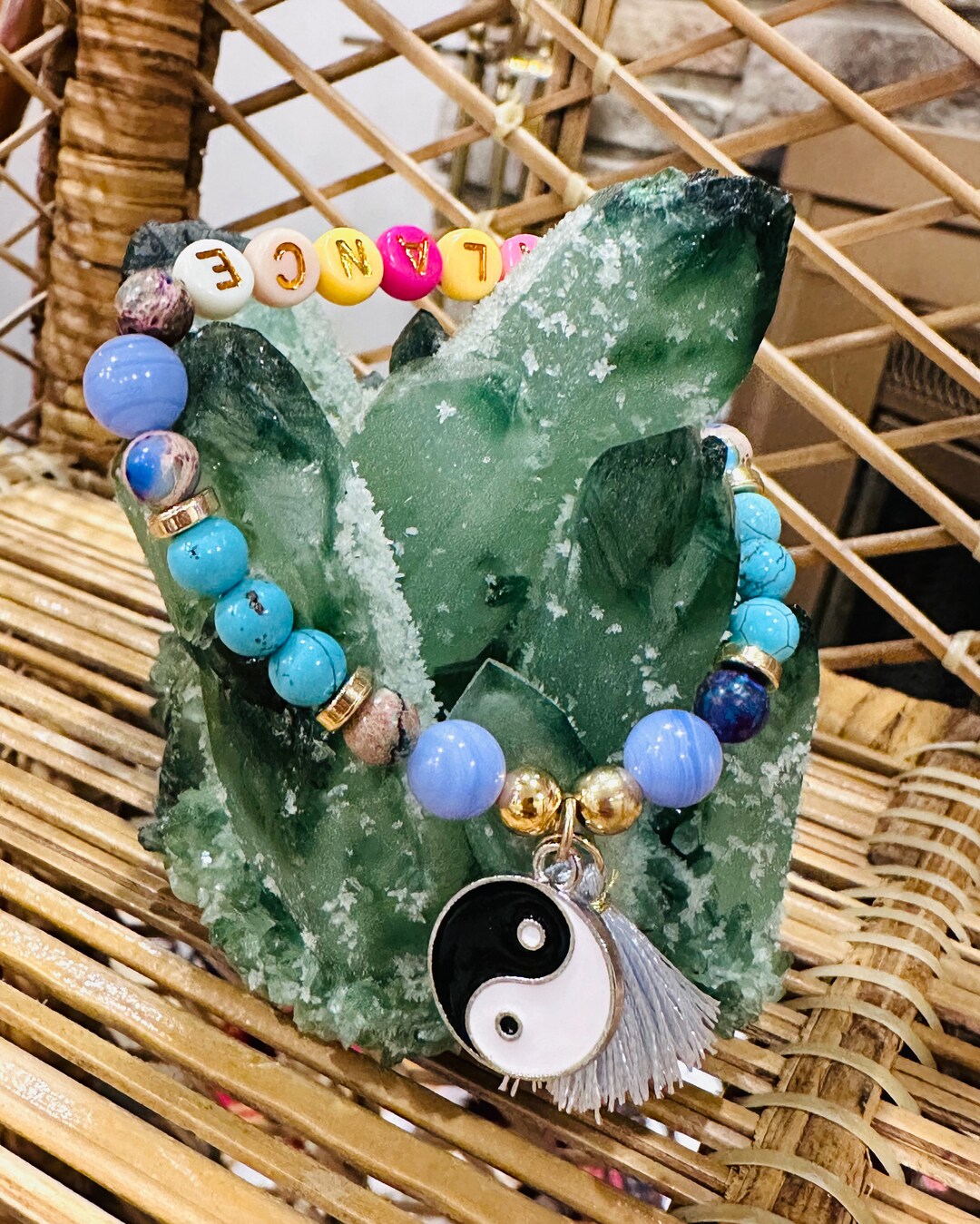 Balance Crystal Bracelet Ying Yang Charm Bracelet Crystal Bracelet - Etsy