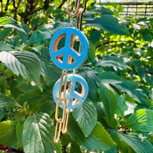 Turquoise Peace Sign Gold Paper Clip Chain Earrings | Gold Paperclip ...