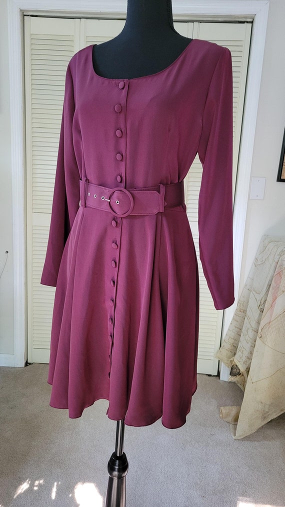 Retro 1980's button front dress with belt - Gem
