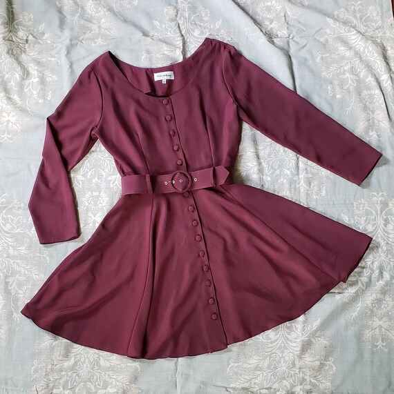 Retro 1980's button front dress with belt - Gem
