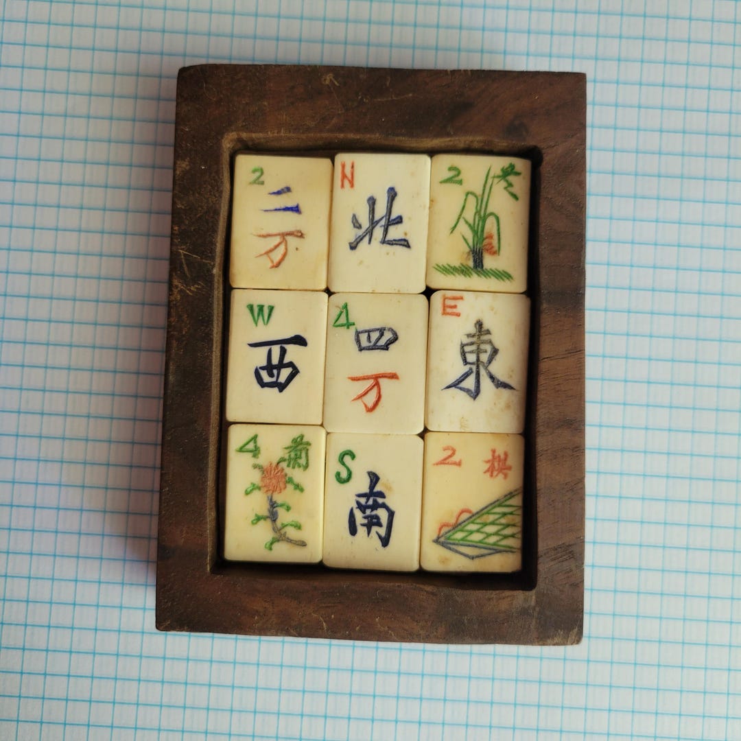 Antique Mahjong Tile Artwork - Etsy