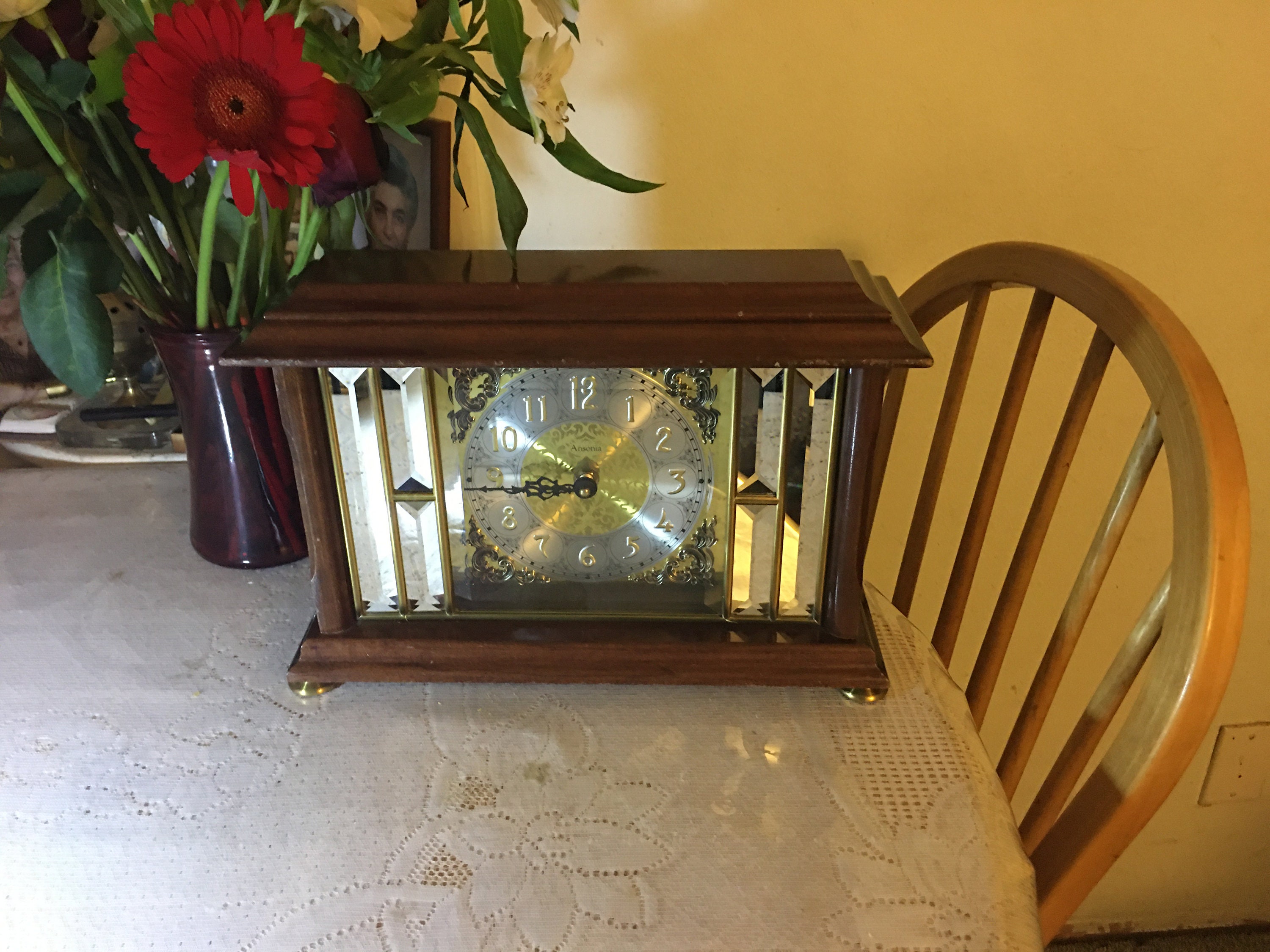 Ansonia Gold Medallion Mantel Clock W/mirrored Bevels Quartz - Etsy