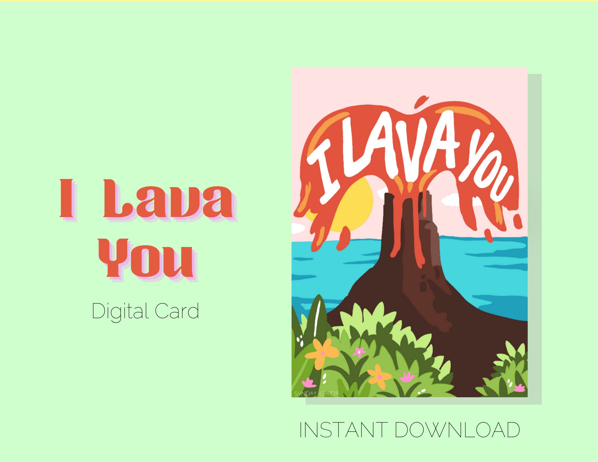 I Lava You Digital Card Digital Card Instant Download Hand-drawn and ...