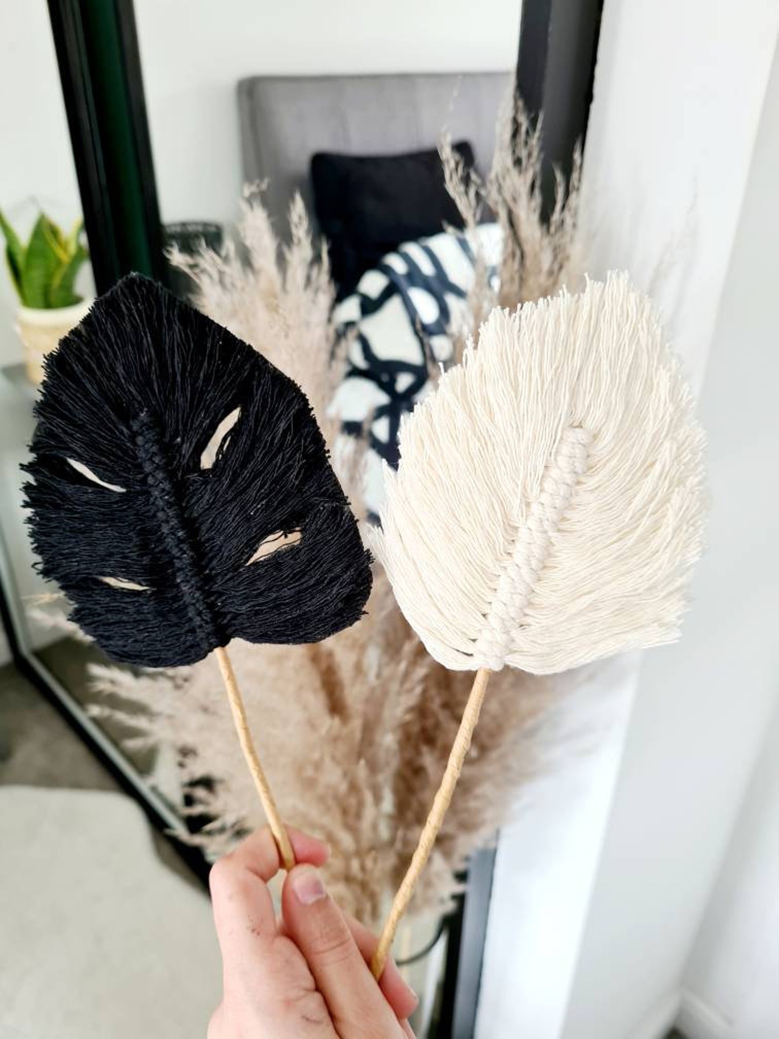 Bohemian decor leaf macrame handmade leaf | Etsy