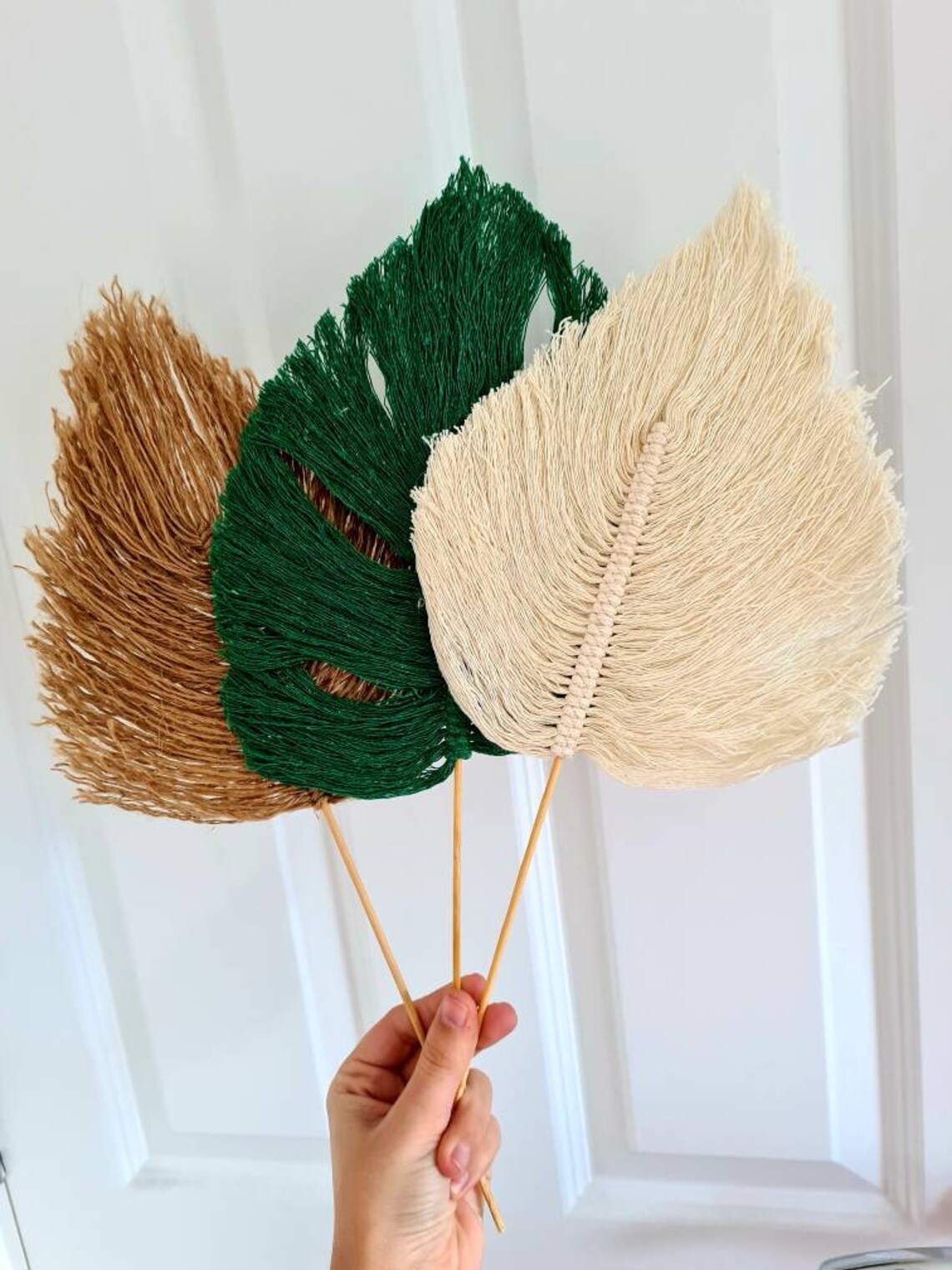 Bohemian decor leaf macrame handmade leaf | Etsy