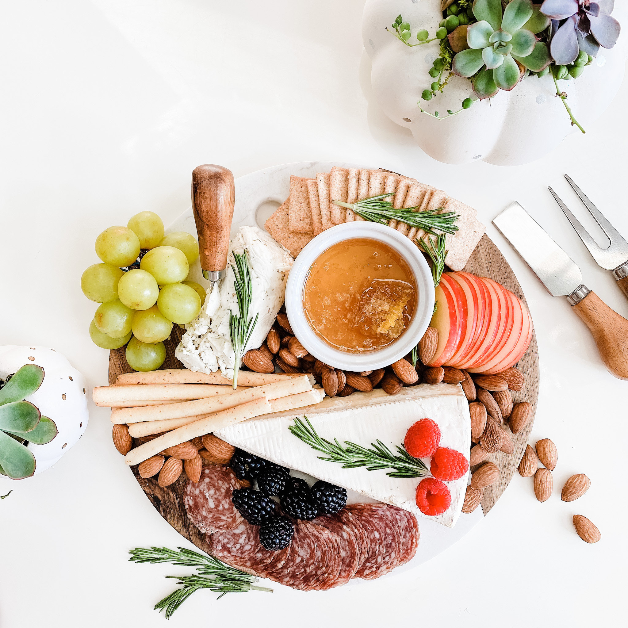 Marble Cheese Board With Acacia Accent 11 Round | Etsy
