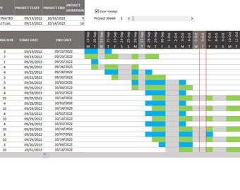 Plantilla de Excel de Gantt Chart Maker con seguimiento de - Etsy México