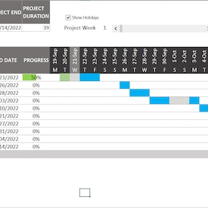 Plantilla de Excel de Gantt Chart Maker con vacaciones y dependencias ...