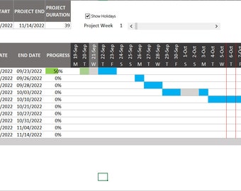 Gantt Chart Maker Excel Template With Custom Holidays & - Etsy