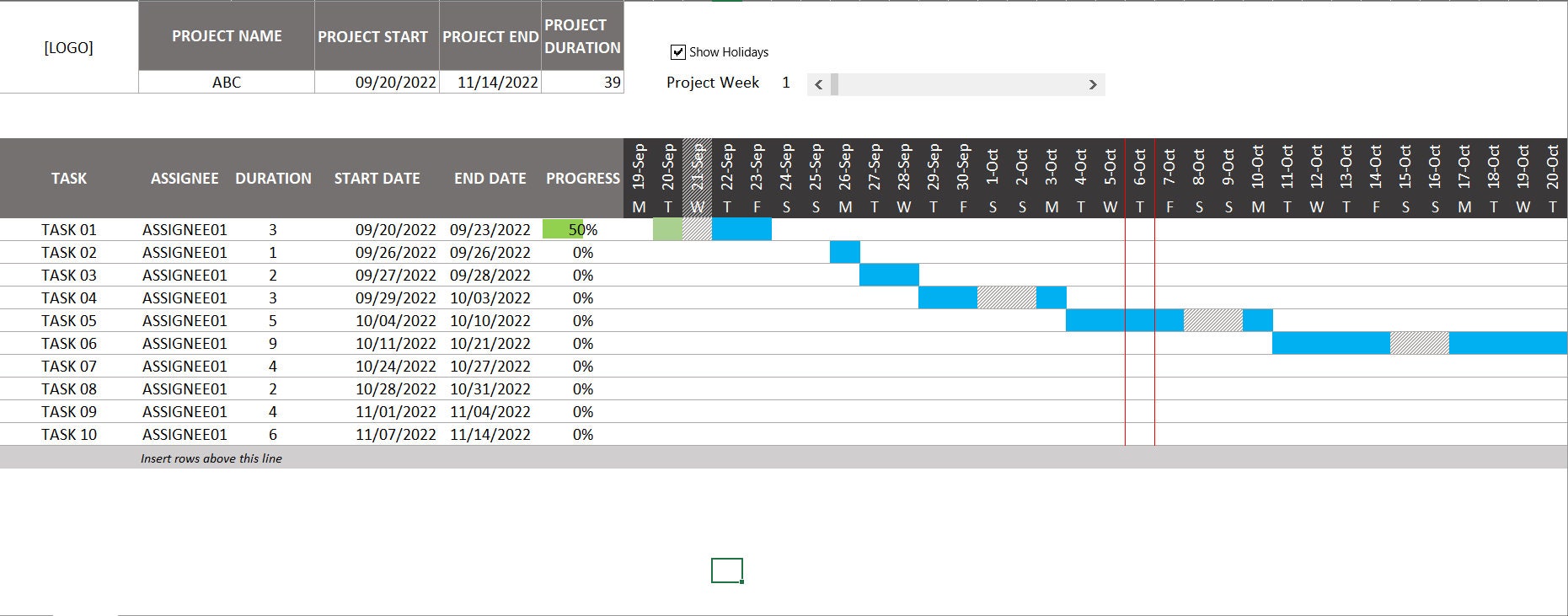 Gantt Chart Maker Excel Template With Custom Holidays & Dependencies - Etsy