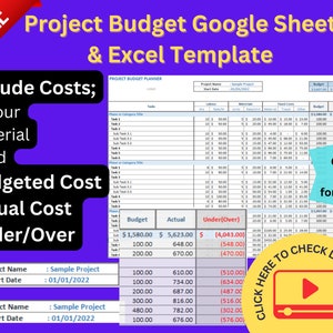 Project Budget Template Google Sheets & Excel Spreadsheet Template- ALL ...