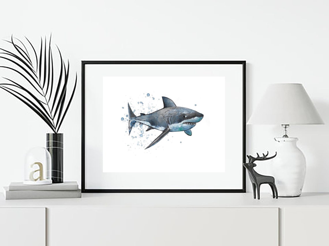 The Great White Shark Art Watercolor Shark Great White - Etsy